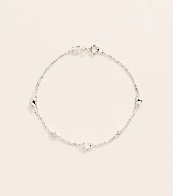 ASTRID & MIYU White Gold And Topaz Heart Charm Bracelet - Silver