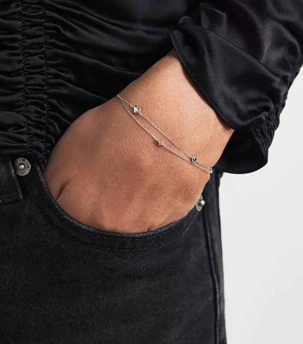 ASTRID & MIYU White Gold And Topaz Heart Bracelet