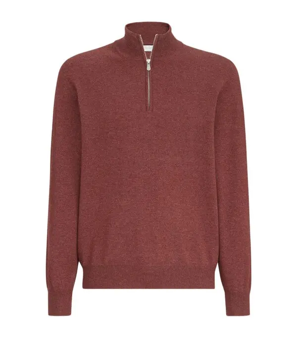 Brunello Cucinelli Cashmere Half-zip Sweater - Red
