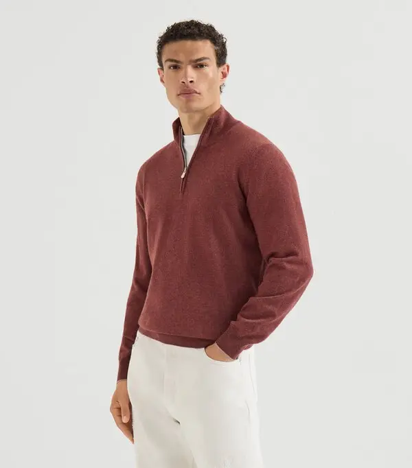 Brunello Cucinelli Cashmere Half-zip Sweater - Red