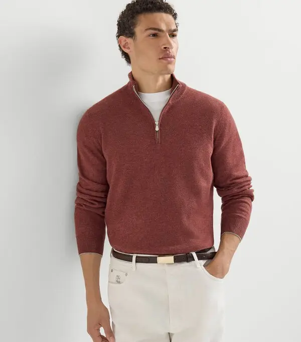 Brunello Cucinelli Cashmere Half-zip Sweater - Red