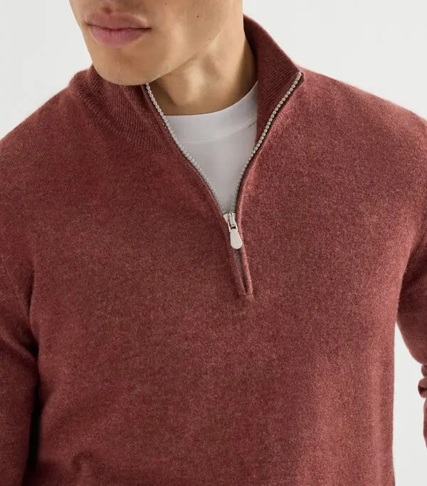 Brunello Cucinelli Cashmere Half-zip Sweater - Red