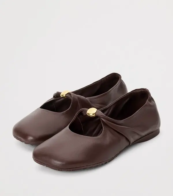 Loewe Leather Pebble Soft Ballet Flats - Black