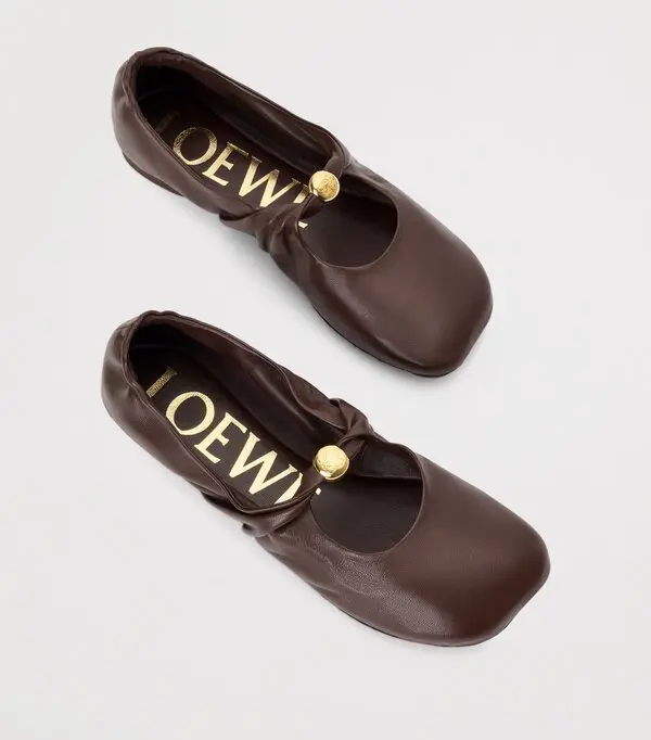 Loewe Leather Pebble Soft Ballet Flats - Black