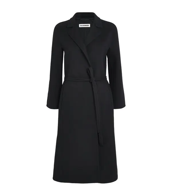 JIL SANDER Wool Belted Coat - Black