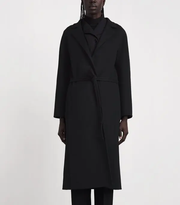 JIL SANDER Wool Belted Coat - Black