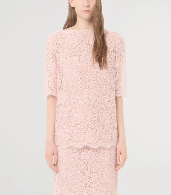Valentino Garavani Lace Boat-neck Blouse - Pink