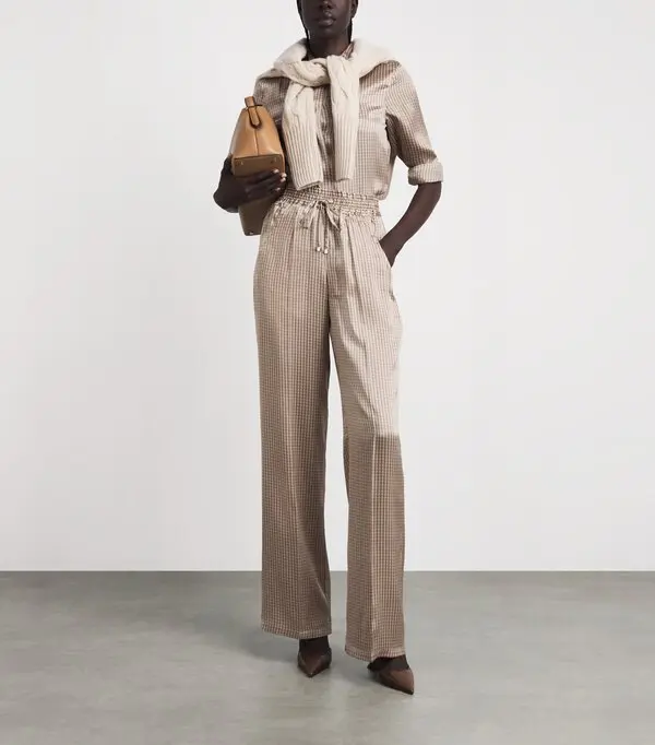 Kiton Silk Printed Pleated Trousers