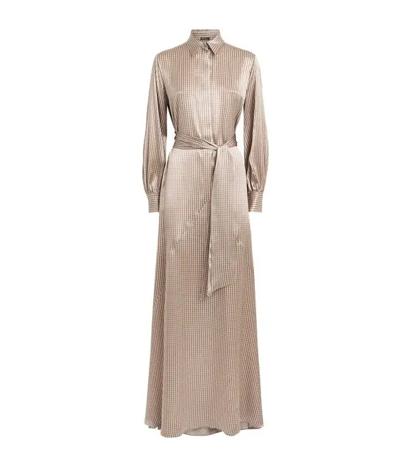 Kiton Silk Printed Maxi Shirt Dress