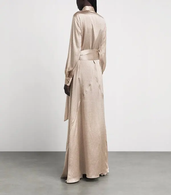 Kiton Silk Printed Maxi Shirt Dress