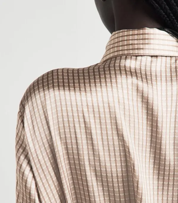 Kiton Silk Printed Maxi Shirt Dress