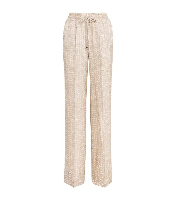 Kiton Silk Printed Pleated Drawstring Trousers