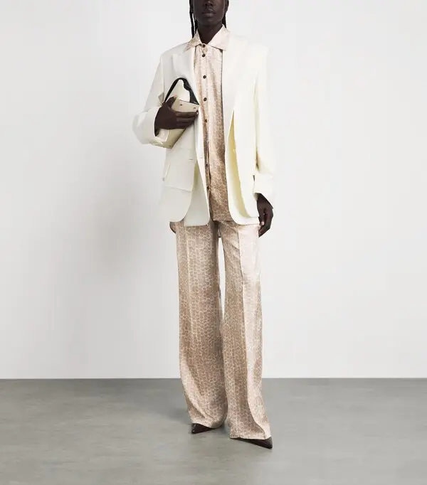 Kiton Silk Printed Pleated Drawstring Trousers