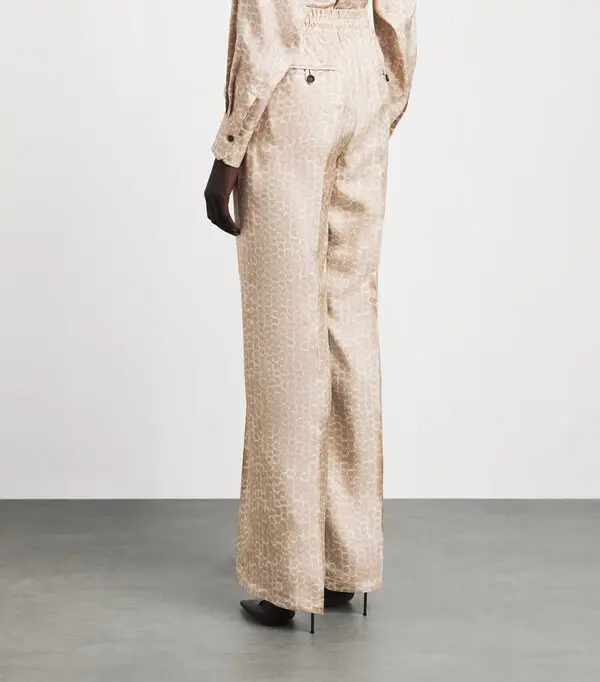 Kiton Silk Printed Pleated Drawstring Trousers