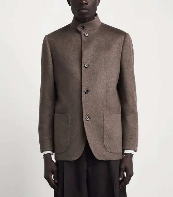 LARDINI Cashmere Jacket With Stand Collar