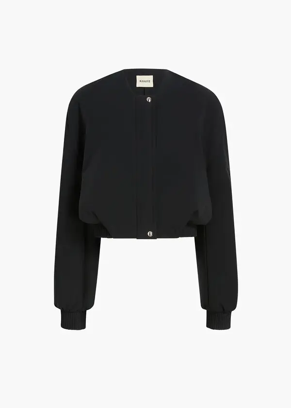 Khaite Technical Nylon Cropped Bomber Jacket - Black