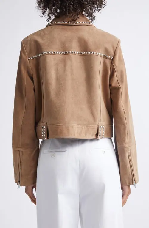 Staud Stud Detail Faux Suede Jacket