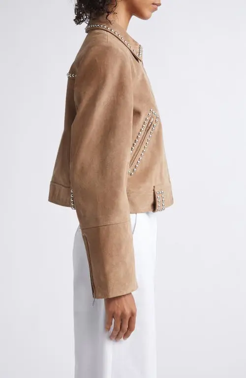Staud Stud Detail Faux Suede Jacket