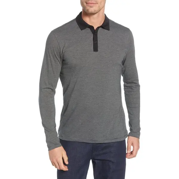 Robert Barakett Renwick Regular Fit Long Sleeve Polo - Black