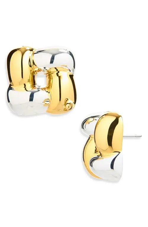 Jenny Bird Small Woven Square Stud Earrings - Two-tone