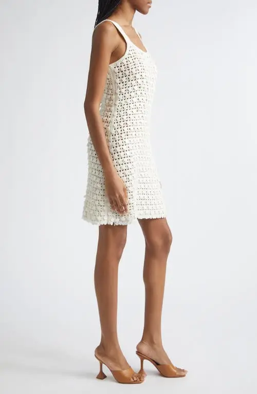 TOCCIN Lala Paillette Detail Open Stitch Cotton Minidress