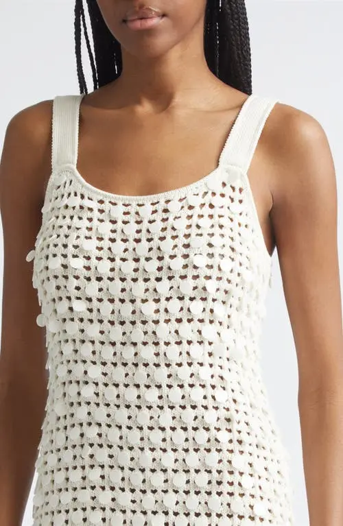 TOCCIN Lala Paillette Detail Open Stitch Cotton Minidress