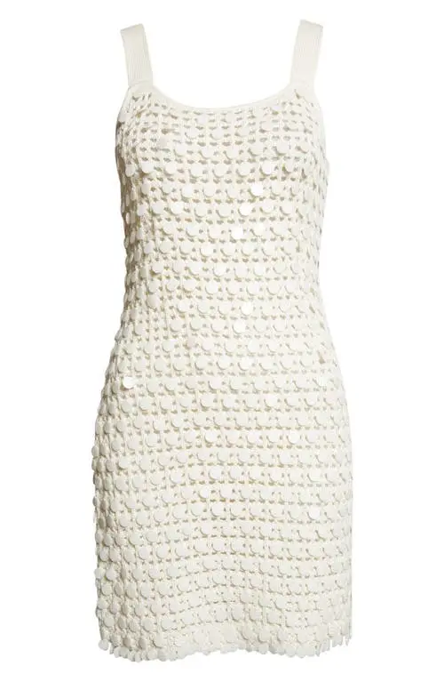 TOCCIN Lala Paillette Detail Open Stitch Cotton Minidress