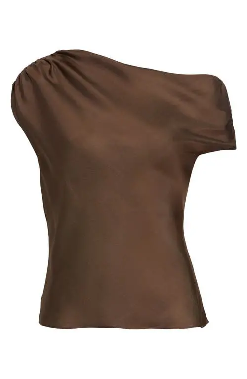 TOCCIN Veda One-shoulder Ruched Top - Coffee