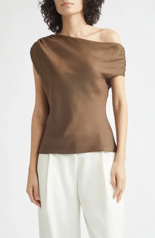TOCCIN Veda One-shoulder Ruched Top - Brown