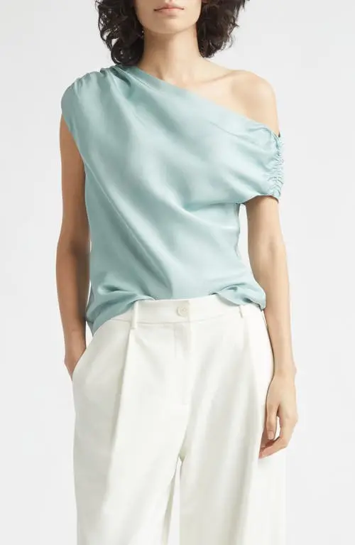 TOCCIN Veda Ruched One-shoulder Top - Seabreeze