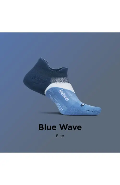 FEETURES Elite Light Cushion No Show Tab Athletic Ankle Socks Sport Sock With Targeted Compression - Blue Wave