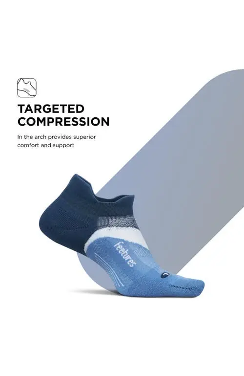 FEETURES Elite Light Cushion No Show Tab Athletic Ankle Socks Sport Sock With Targeted Compression - Blue Wave