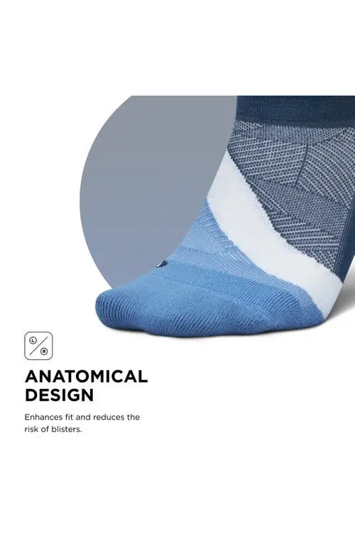 FEETURES Elite Light Cushion No Show Tab Athletic Ankle Socks Sport Sock With Targeted Compression - Blue Wave