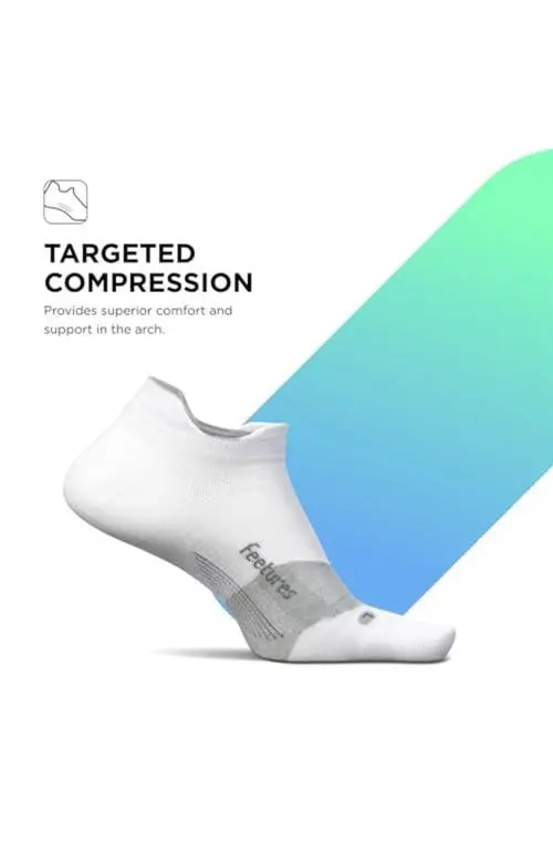 FEETURES Elite Light Cushion No-show Tab Athletic Ankle Socks - White