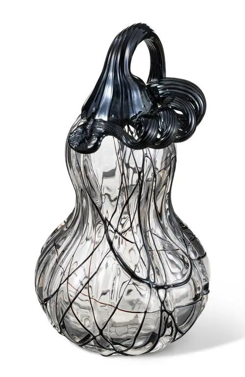 GLITZHOME Halloween Abstract And White Glass Pumpkin