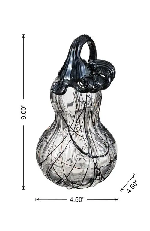 GLITZHOME Halloween Abstract And White Glass Pumpkin