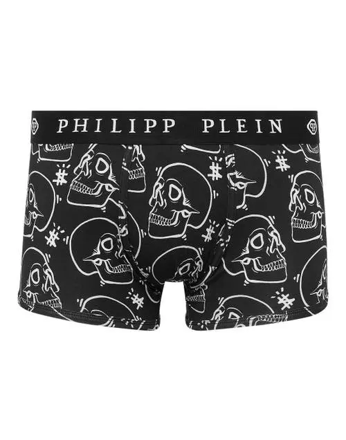 Philipp Plein Allover Outline Skull Boxer - Black