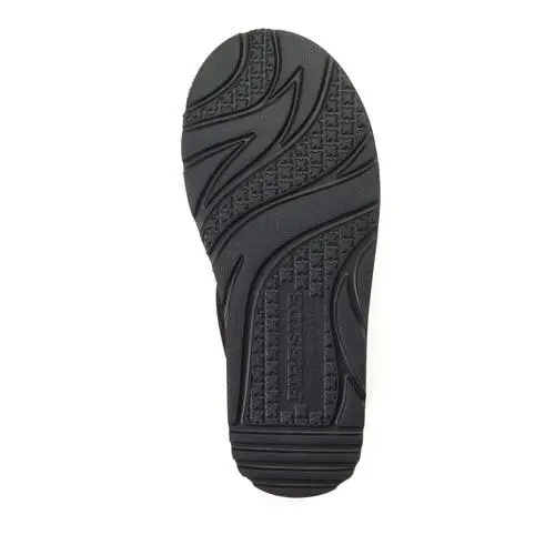 DEARFOAMS Fireside Greta Sport Knit Water Repellent Clog With Genuine Shearling - Black
