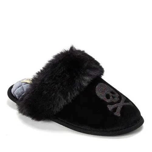 DEARFOAMS Halloween Velour Scuff Slippers - Black