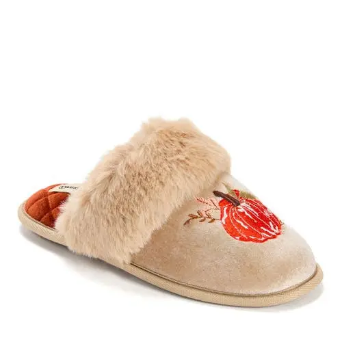 DEARFOAMS Halloween Velour Scuff Slippers - Latte