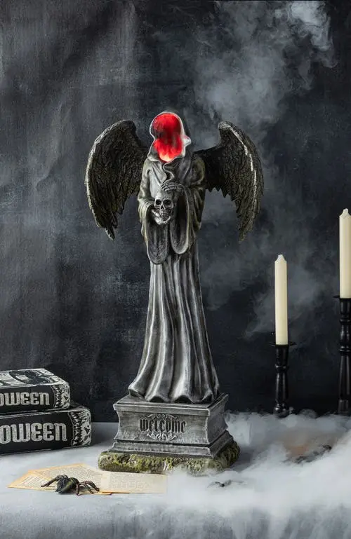 GLITZHOM 24"h Lighted Halloween Grim Reaper Resin Porch Decor With Timer
