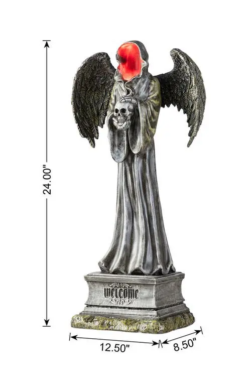 GLITZHOM 24"h Lighted Halloween Grim Reaper Resin Porch Decor With Timer