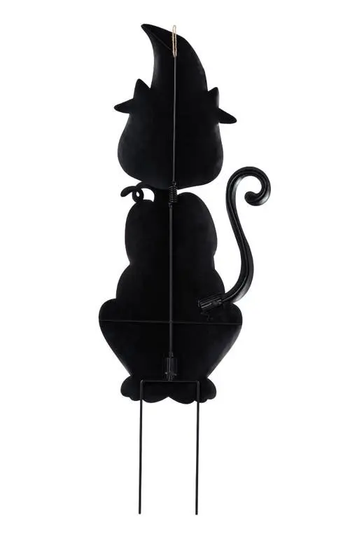 GLITZHOME Halloween Metal Cat Dog Or Cow Yard Stakes - Black