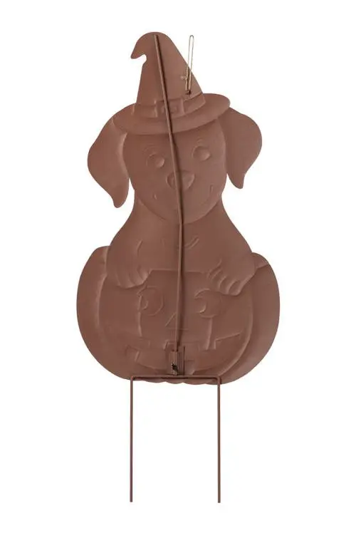 GLITZHOME Halloween Metal Cat Dog Or Cow Yard Stakes - Brown