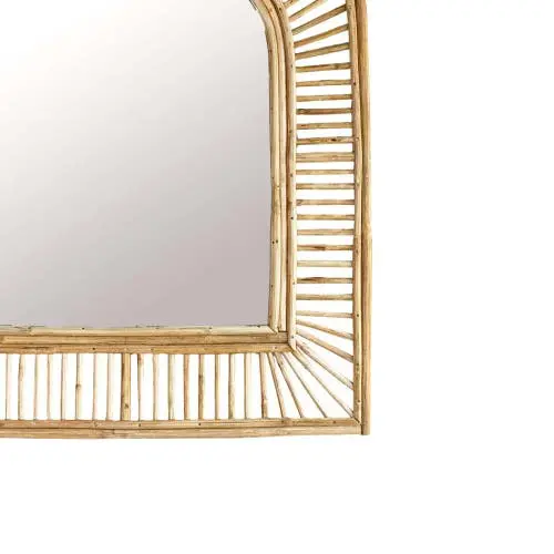 FORESIDE HOME AND GARDEN Arched Cane Wall Mirror Natural Cane & Glass