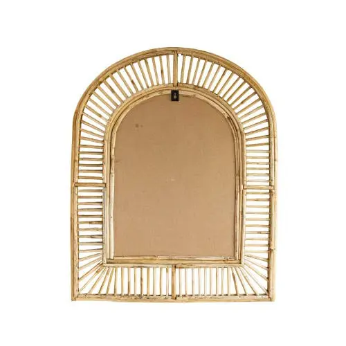FORESIDE HOME AND GARDEN Arched Cane Wall Mirror Natural Cane & Glass
