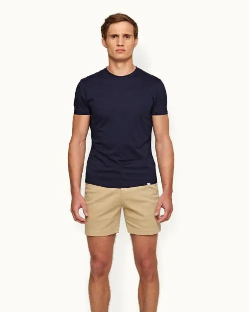 Orlebar Brown Ob T Mercerised Tailored Fit Crew Neck Cotton T-shirt - Navy