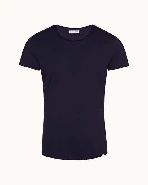 Orlebar Brown Ob T Mercerised Tailored Fit Crew Neck Cotton T-shirt - Navy