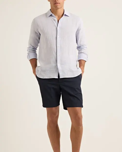 Orlebar Brown Justin Lino Relaxed Fit Classic Collar Italian Linen Shirt - Hush