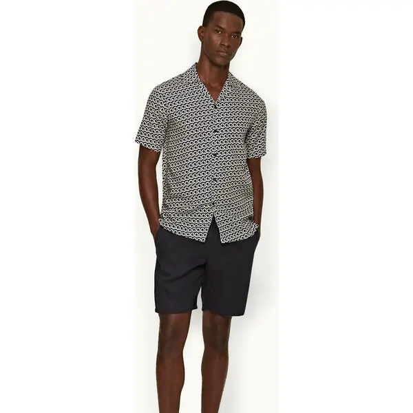 Orlebar Brown Cornell Linen Easy Tailored Fit Washed Linen Shorts - Night Iris